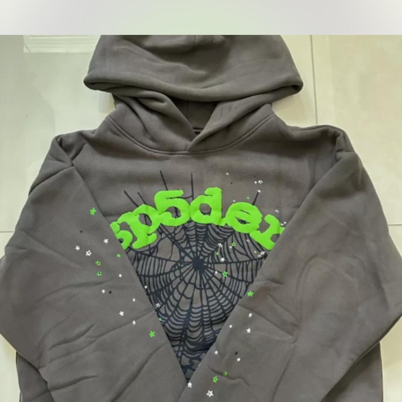 Grey and green Spider Worldwide hoodie #skater | Depop