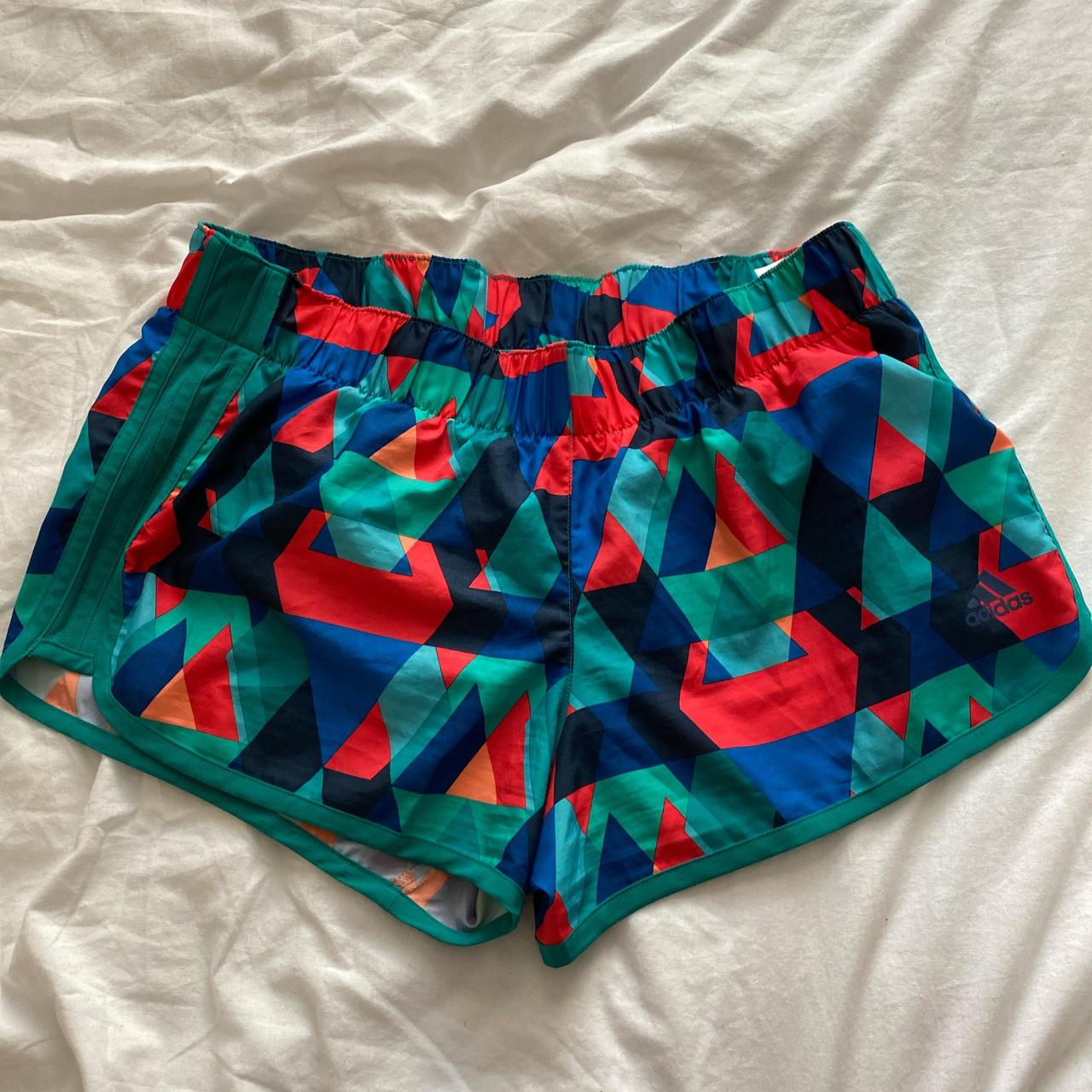 Adidas multi colour pattern running shorts... | Depop