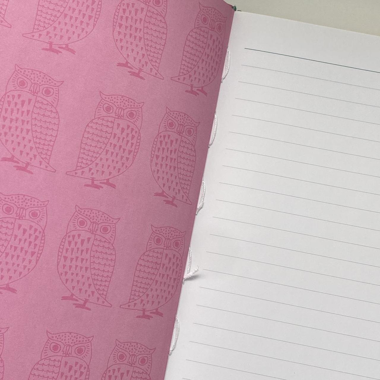 Paperchase A5 Pink Owl Notebook/Journal Yellow... - Depop