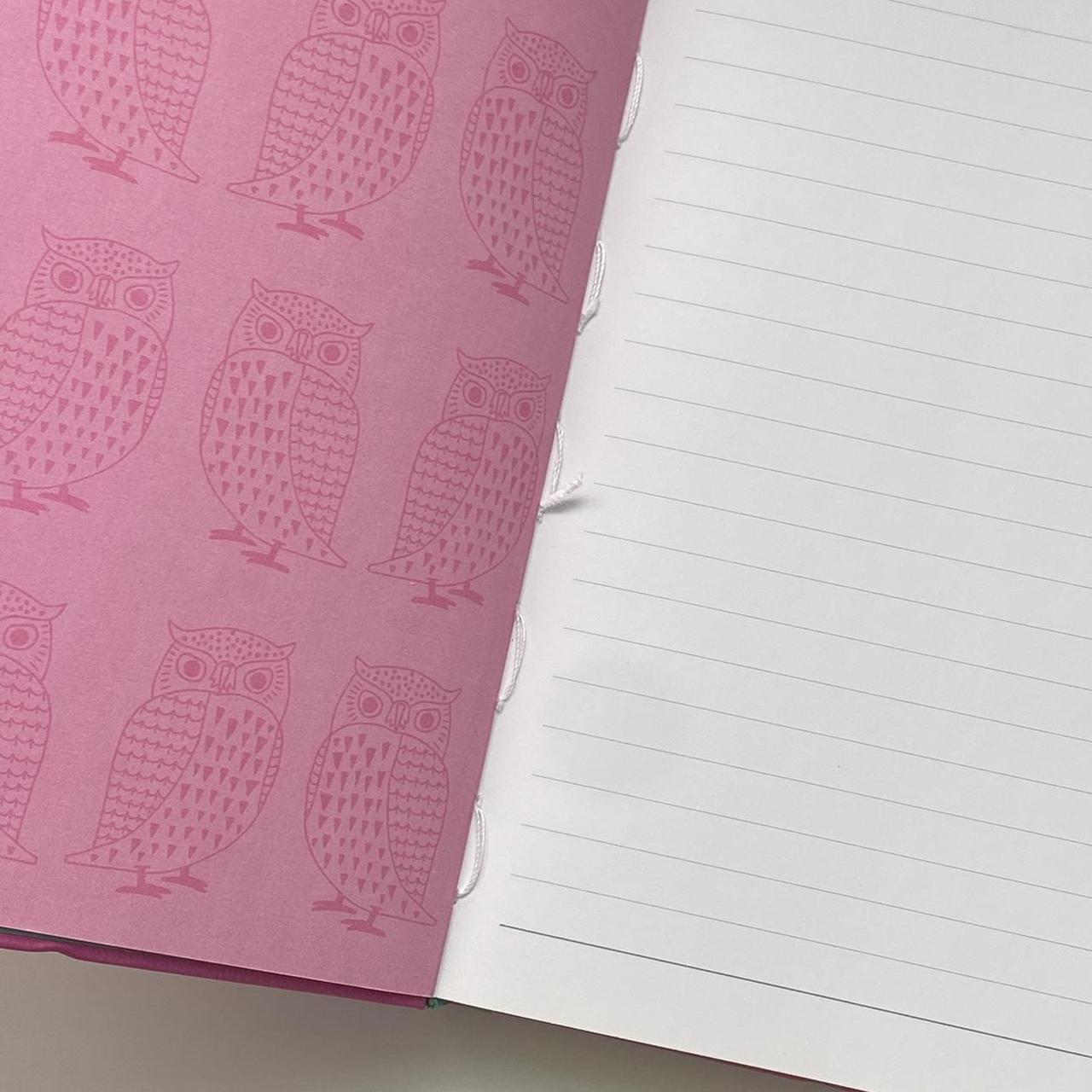 Paperchase A5 Pink Owl Notebook/Journal Yellow... - Depop