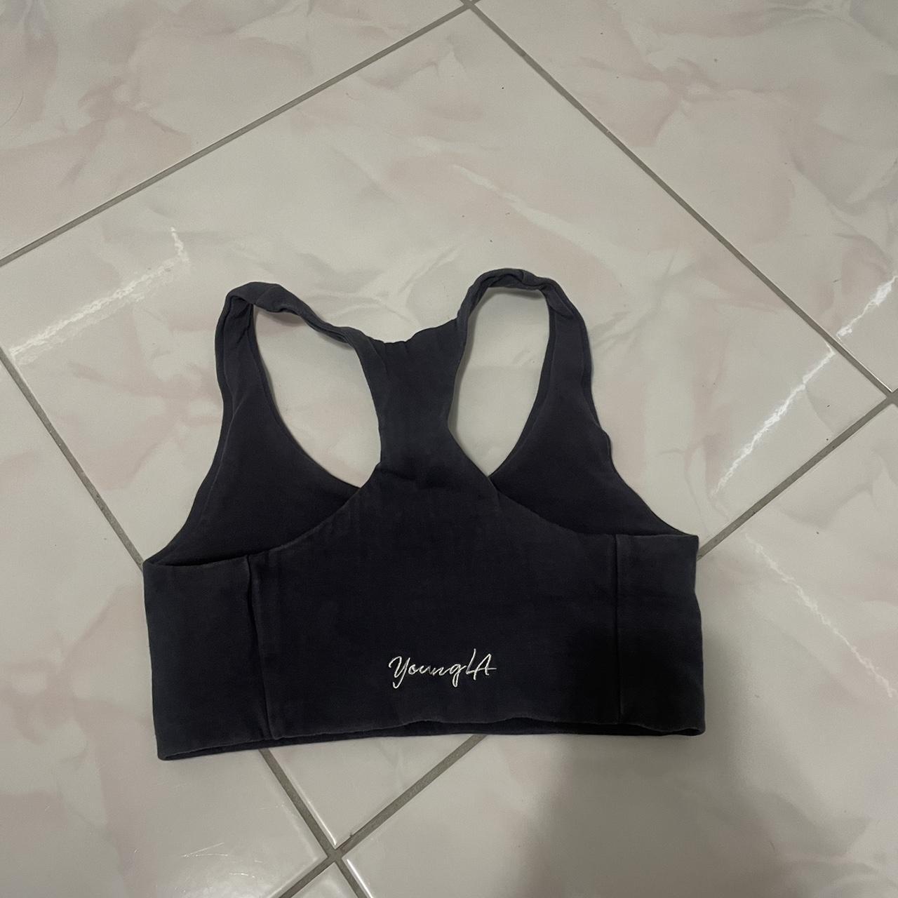YoungLa sports bra size medium dark grey - Depop
