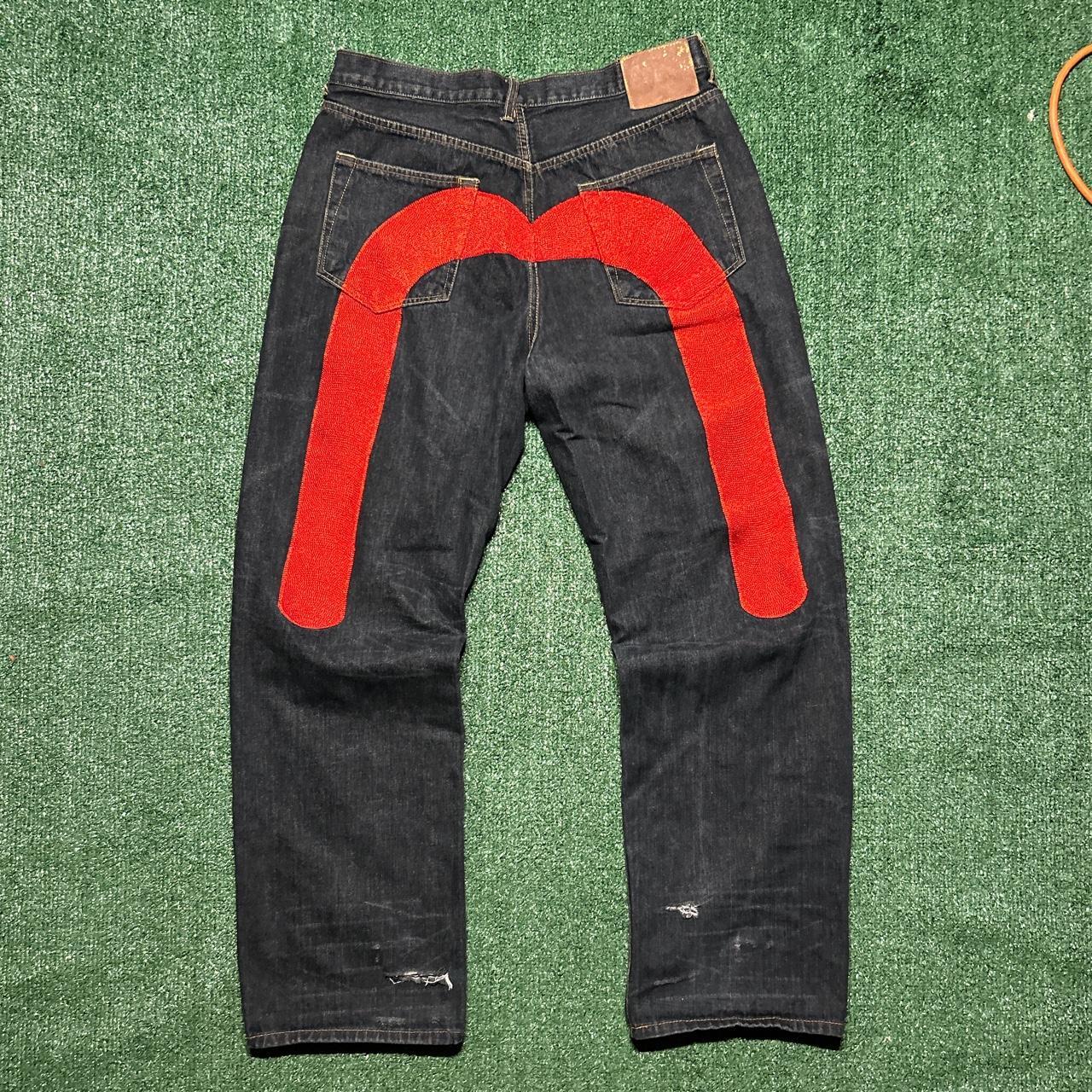 vintage baggy evisu jeans 36x32 - Depop