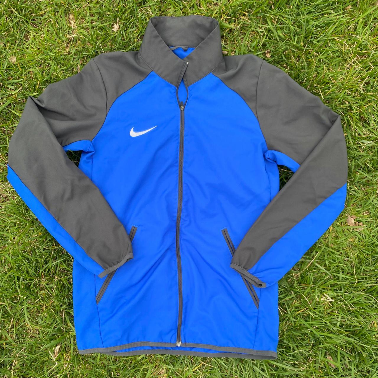 NIKE DRI-FIT BLUE AND BLACK ZIP UP, XS - Depop