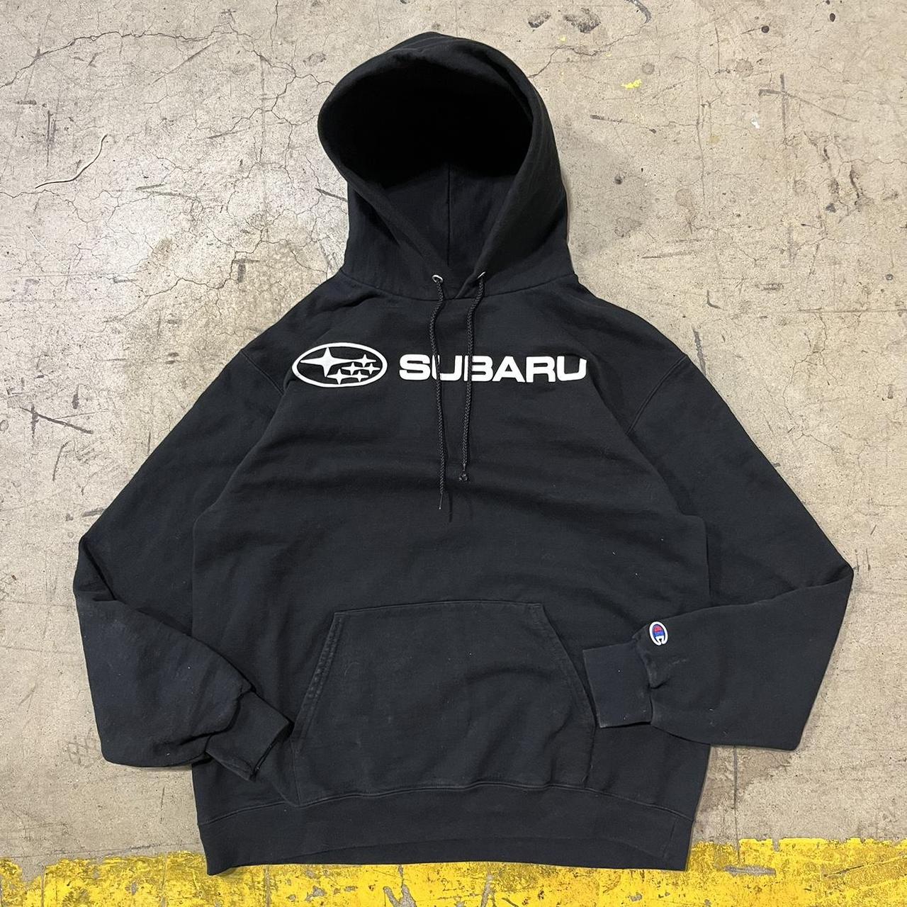 Y2k Subaru hoodie size large in black super sick... - Depop