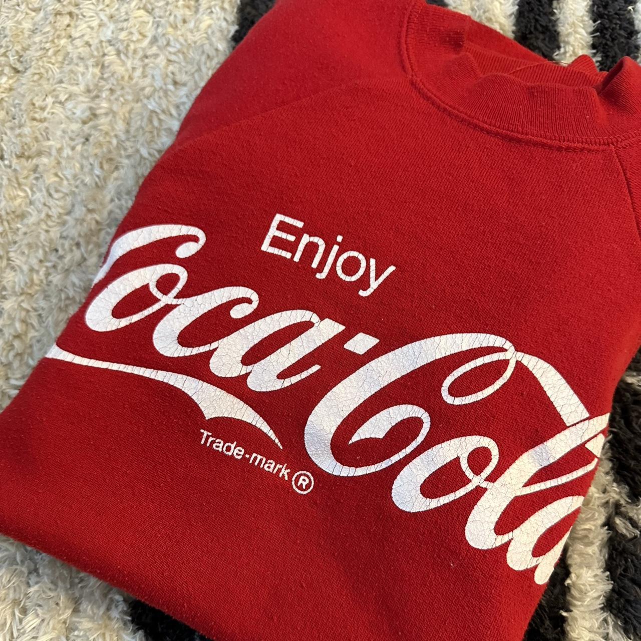 Coca-Cola Men's Red and White Sweatshirt | Depop