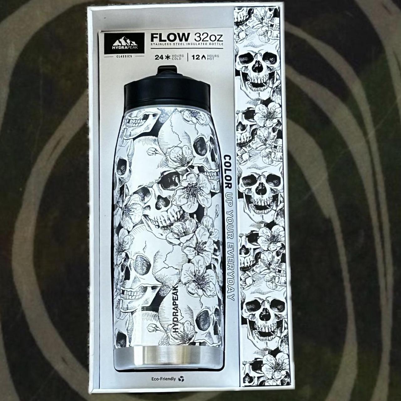 32OZ EMO GRUNGE WATER BOTTLE HYDROPEAK SKULL BLACK... - Depop