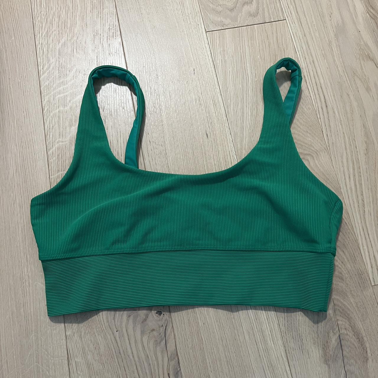 Beach riot green ribbed long sports bra - Depop
