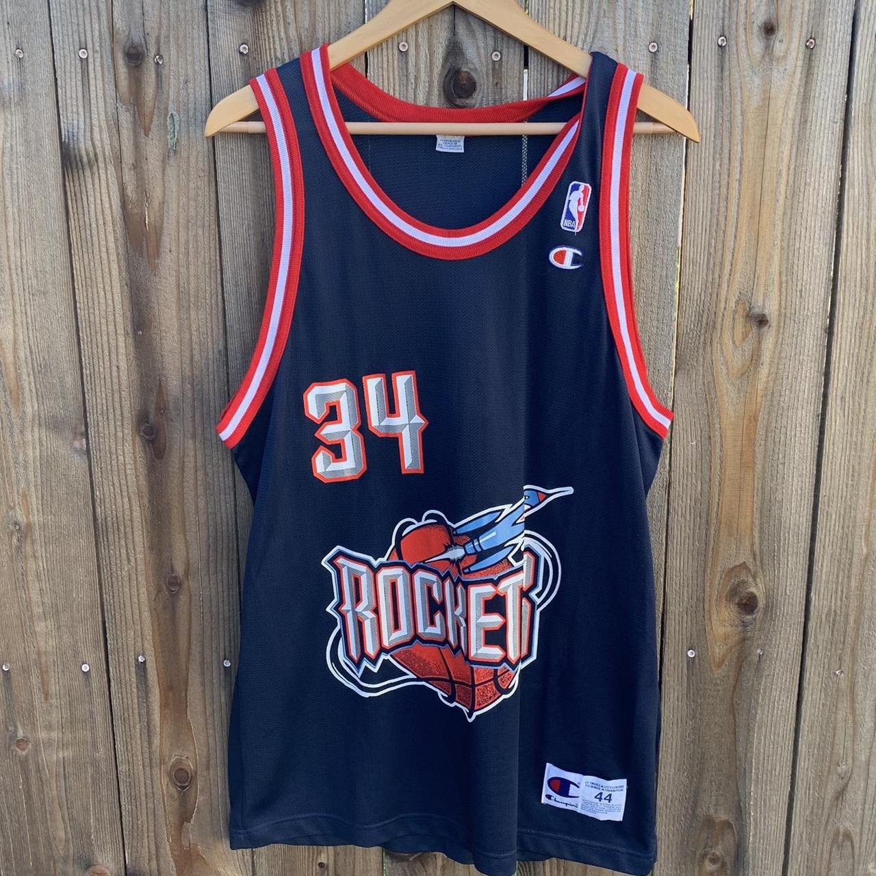 Vintage Houston Rockets Hakeem Olajuwon Champion... - Depop