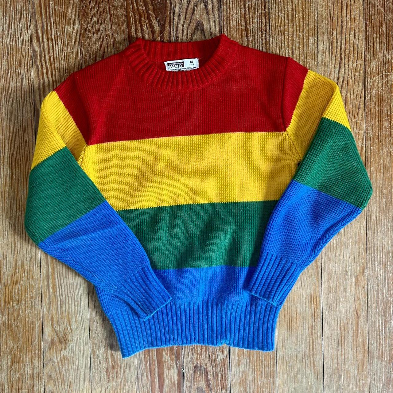 Vintage 70s primary color sweater This sweater is a... - Depop