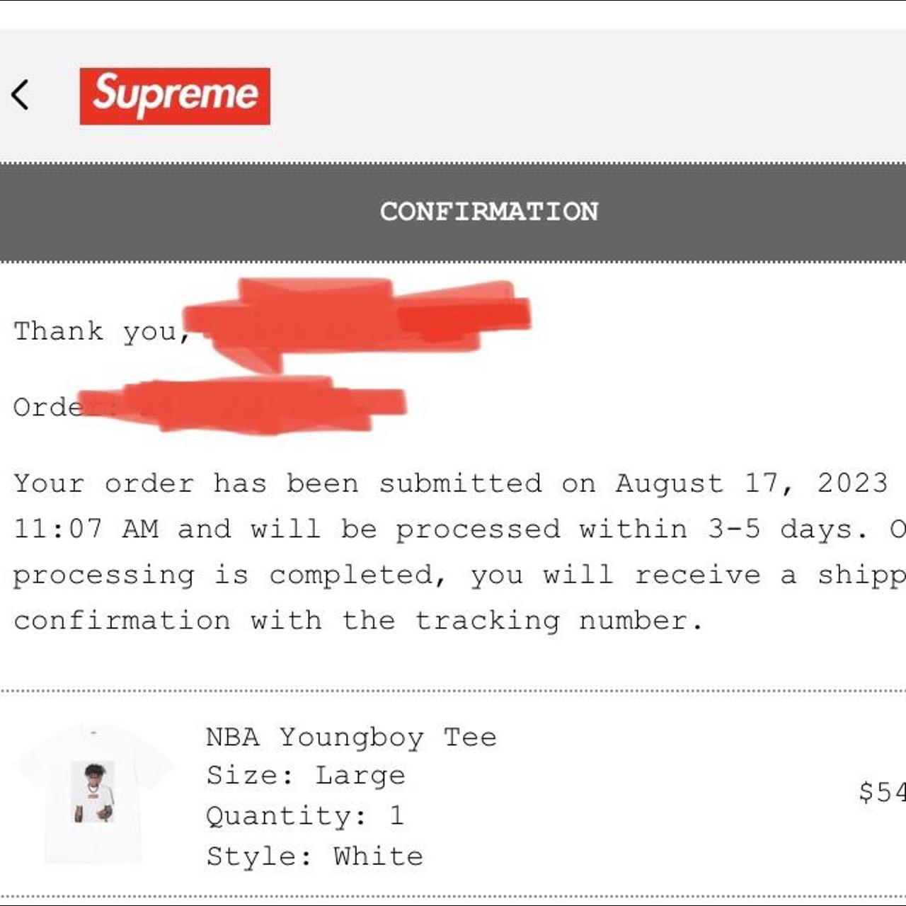 NBA Youngboy Supreme Tee White colorway size L YB... - Depop