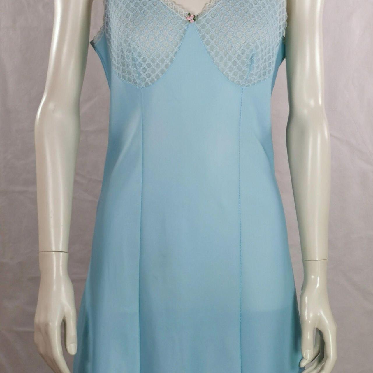 This powder blue vintage slip is so pretty. With a... - Depop