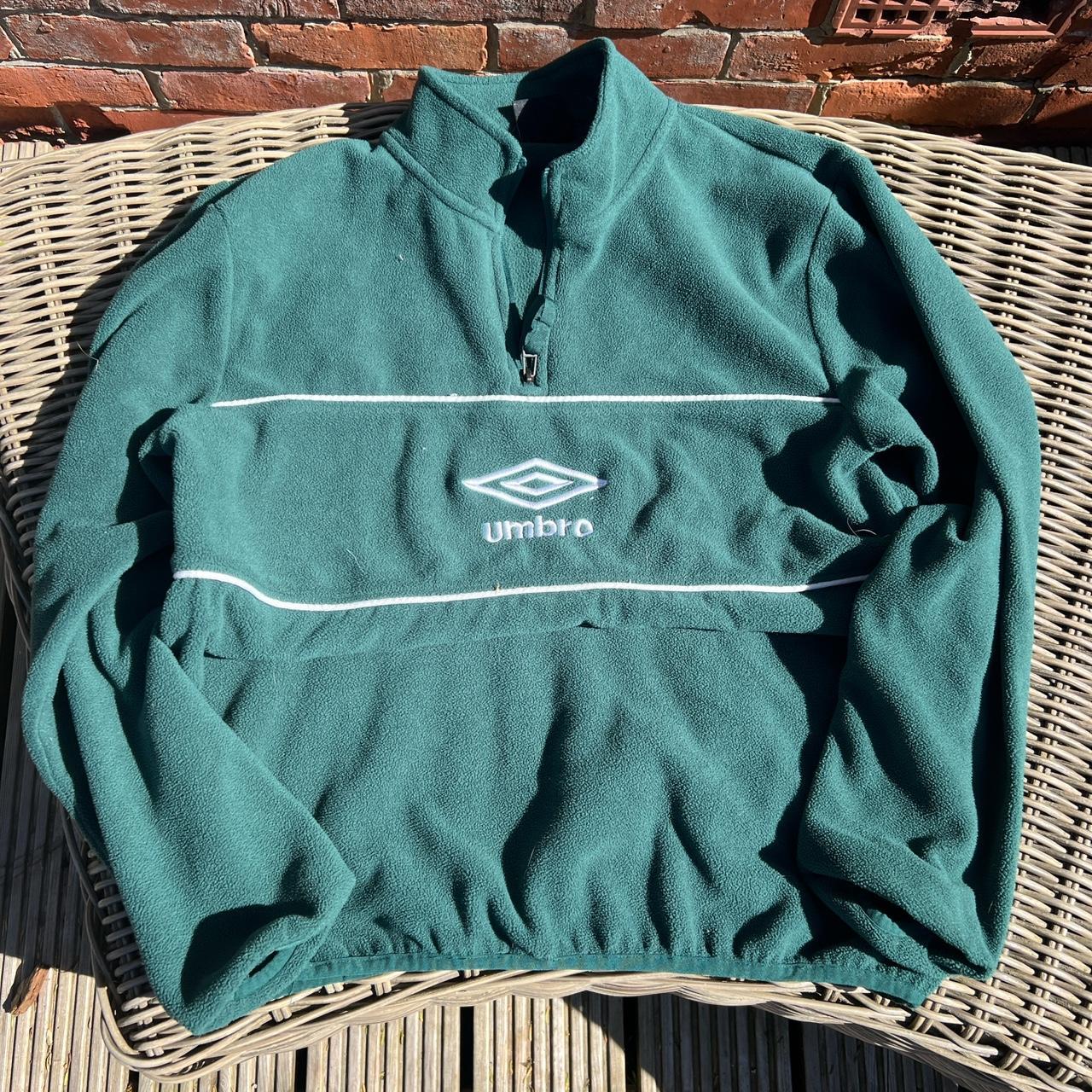 Umbro green quarter zip fleece with embroidered logo | Depop