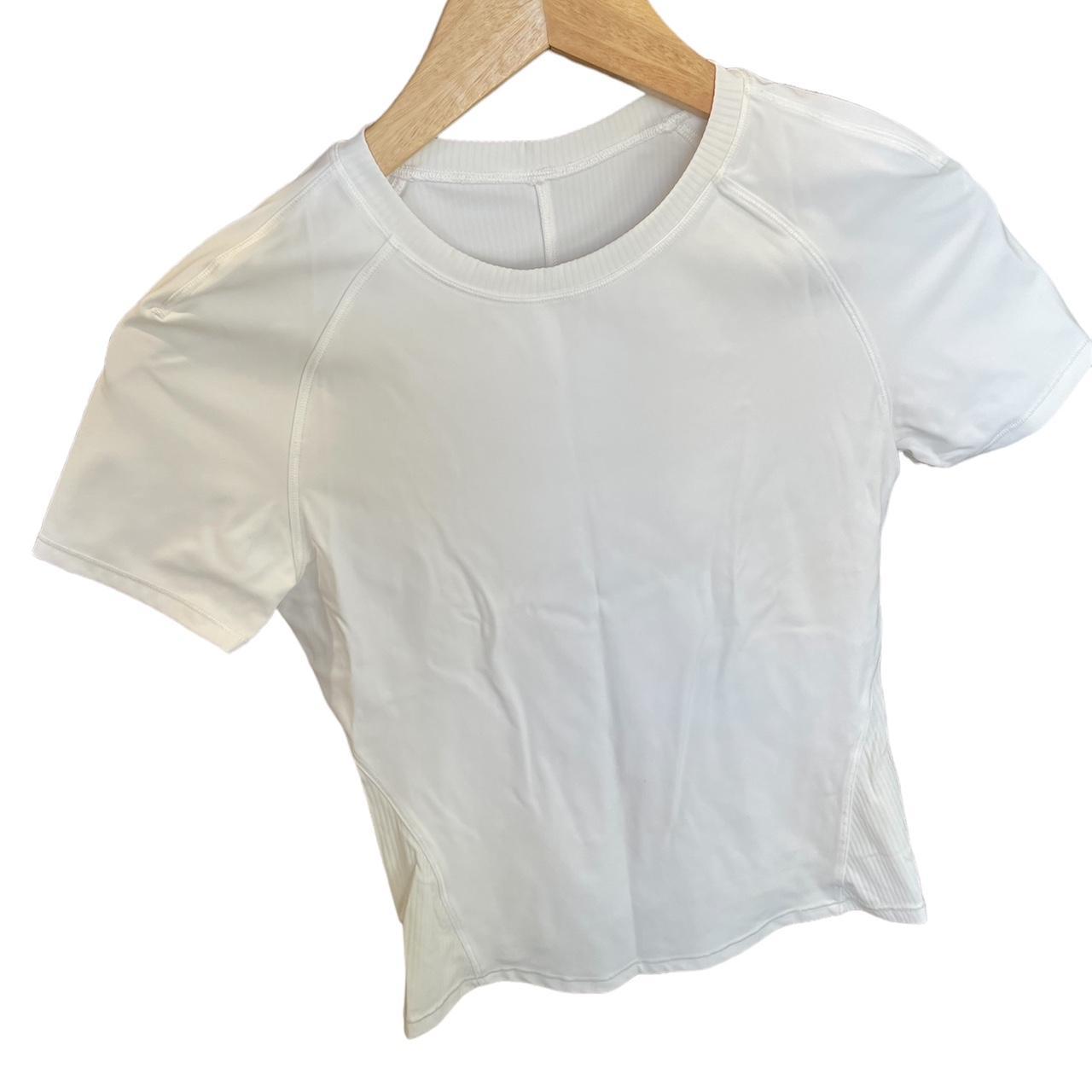 Lululemon white running shirt Size 0-2 AU 6 - Depop