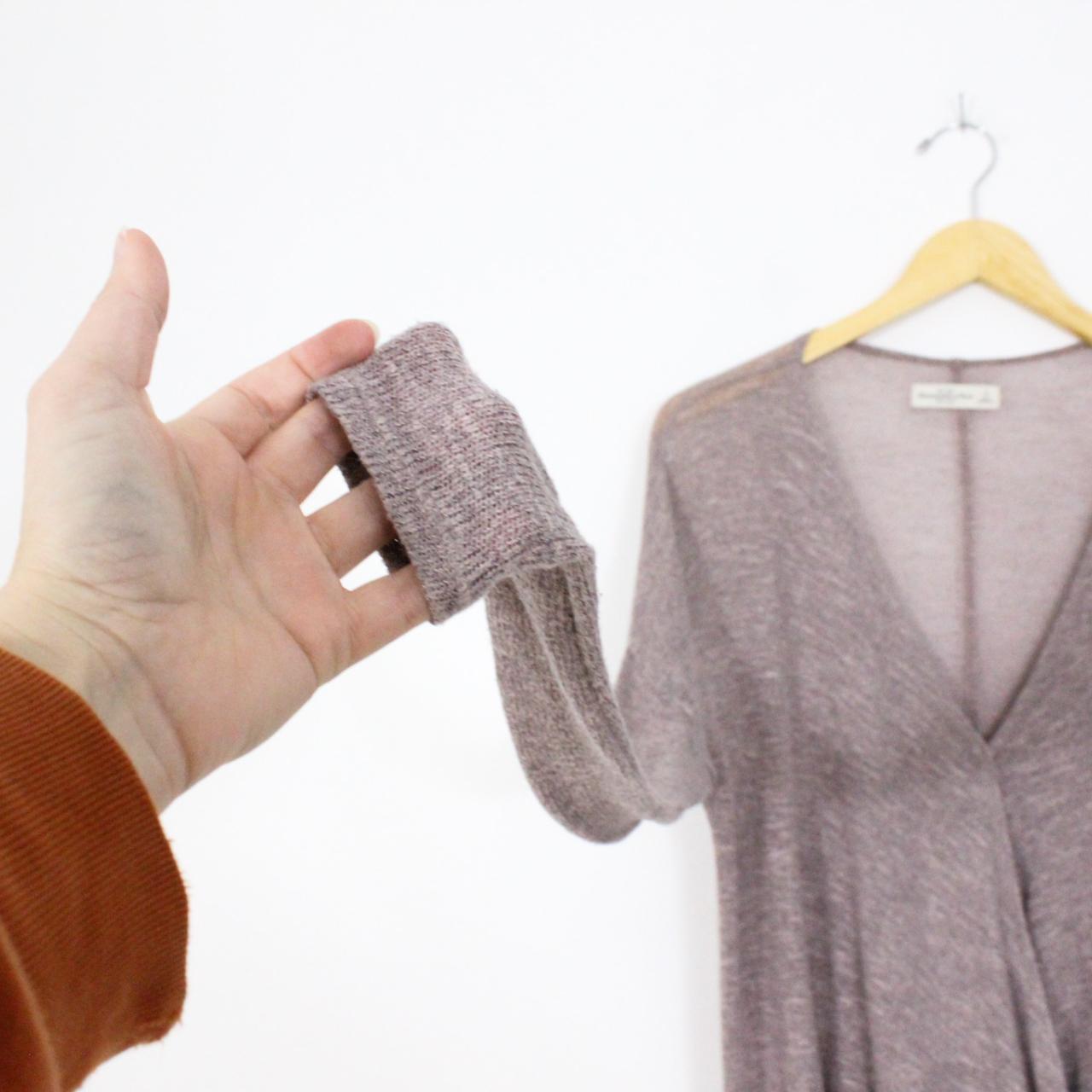 Abercombie & Fitch Cross Front Grey Pink Light Knit... - Depop