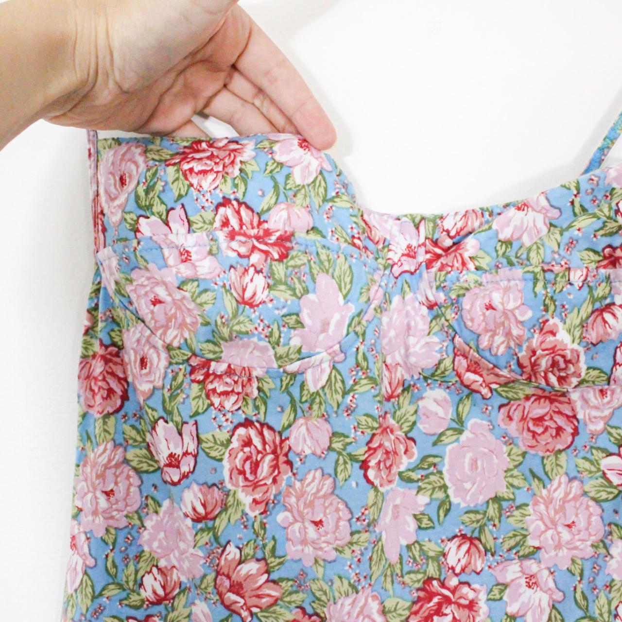 Motel Alvina Bodycon Dress In Bloom Floral Blue... - Depop