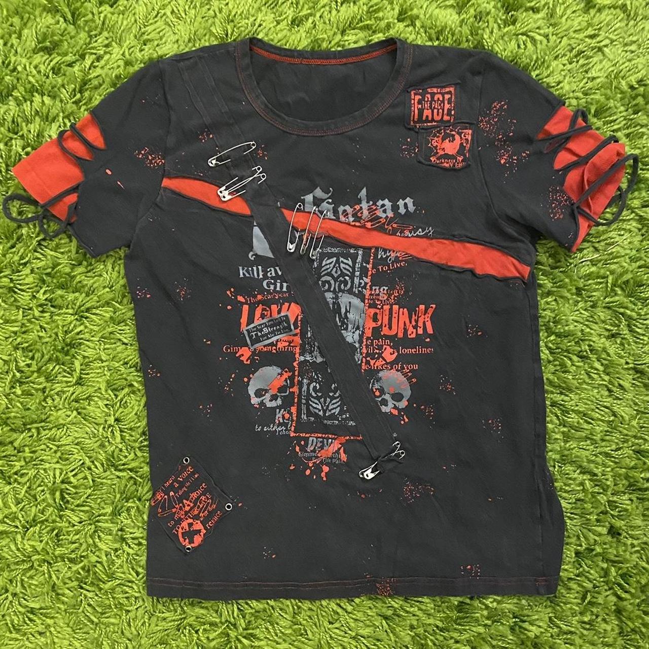 Rare vintage punk black and red gothic t shirt.... - Depop
