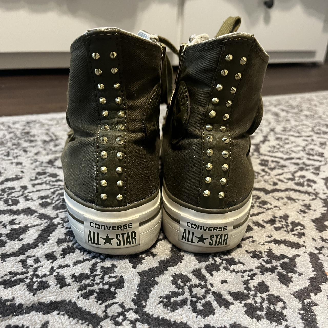 spike army green platform converse! i’ve had this... - Depop