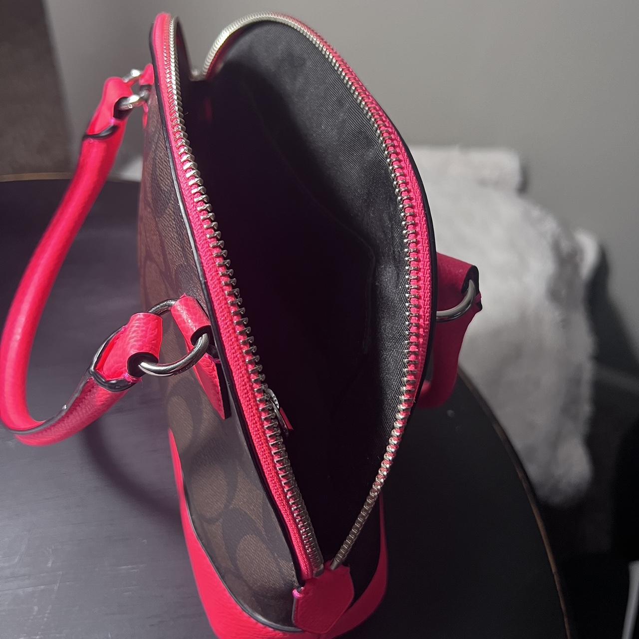 Coach Mini Cora Dome Satchel Brown/Neon Pink #coach... - Depop