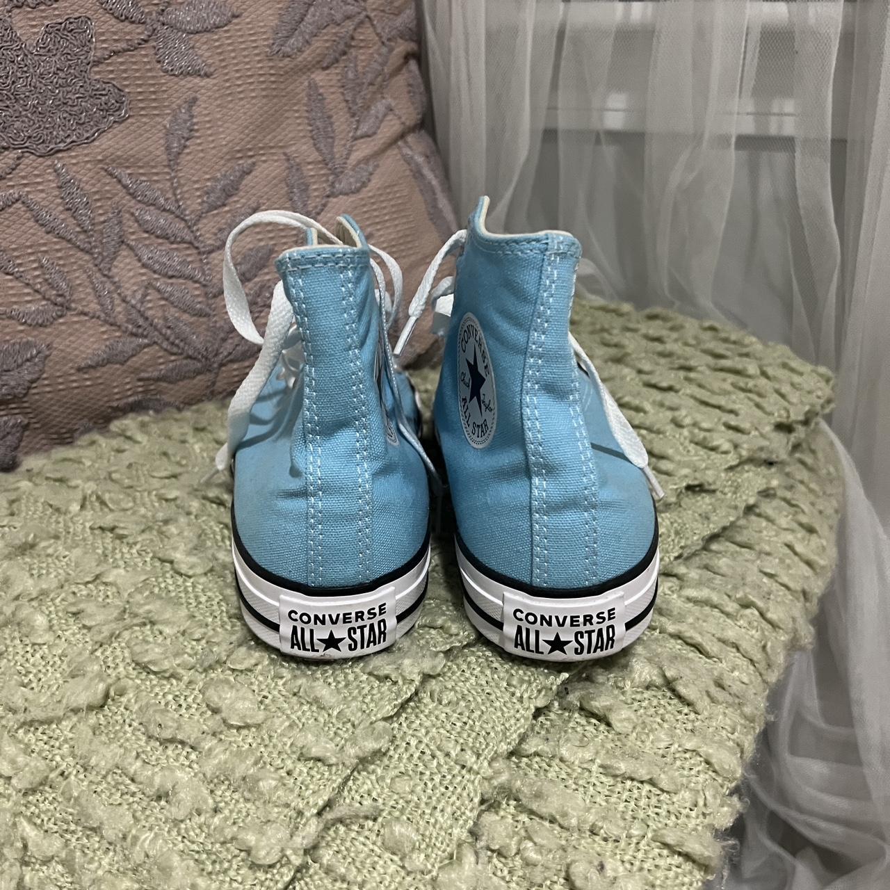 super cute baby blue converse only worn once so... - Depop