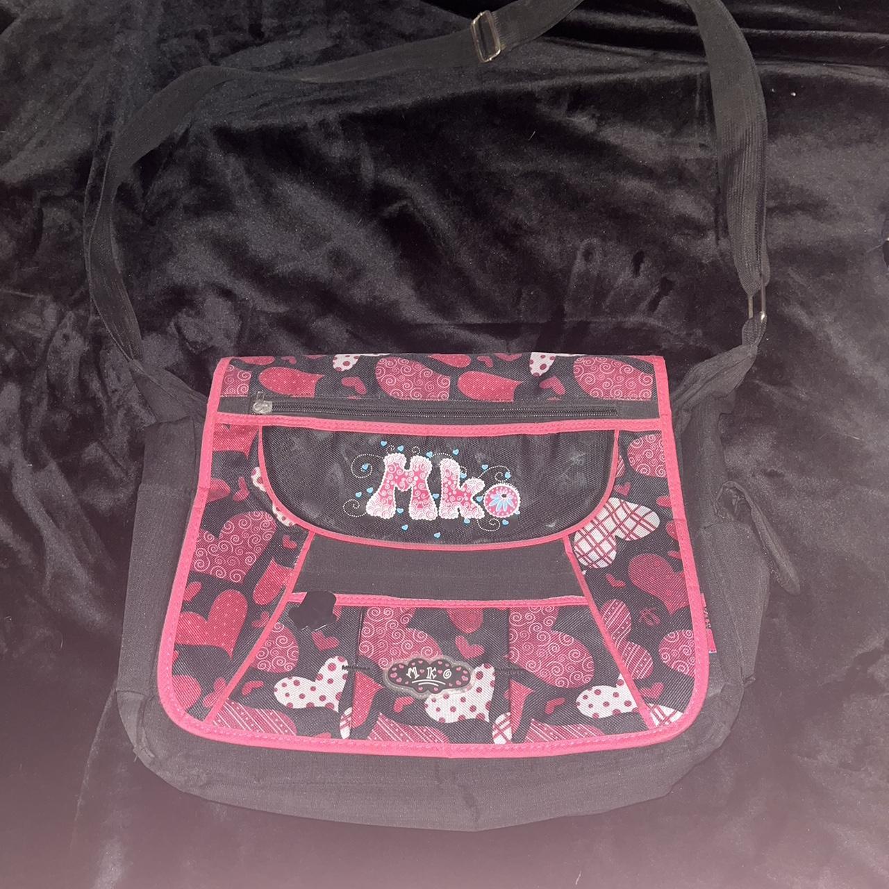 SUPER CUTE PINK BLACK AND WHITE MESSENGER BAG - Depop