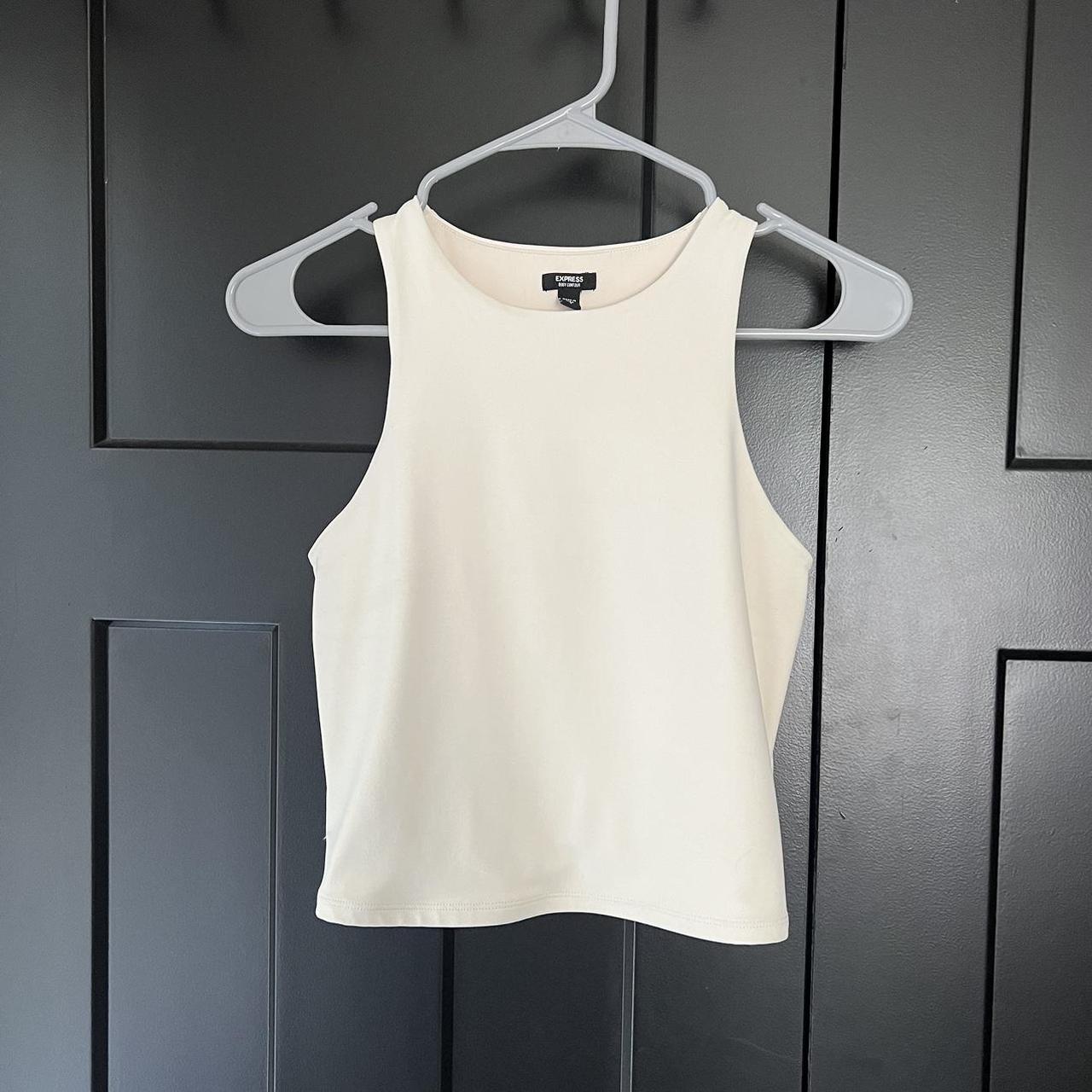Express Women's Cream and White Vest | Depop