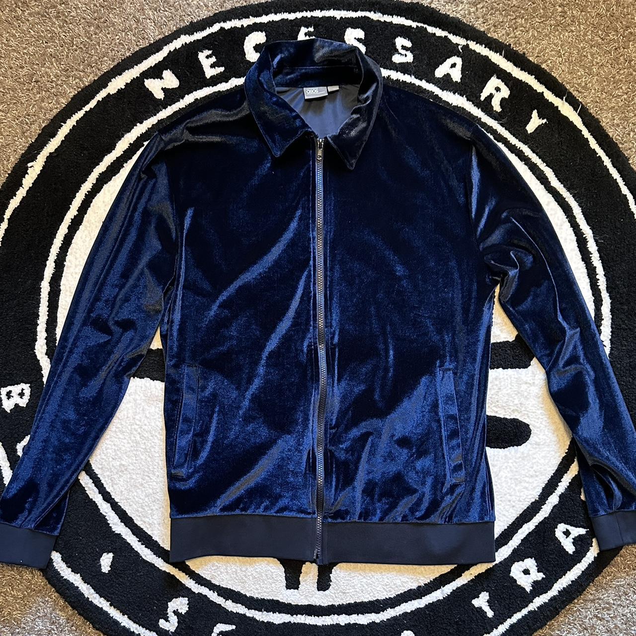 ASOS Design, Velour Track Jacket Midnight... - Depop