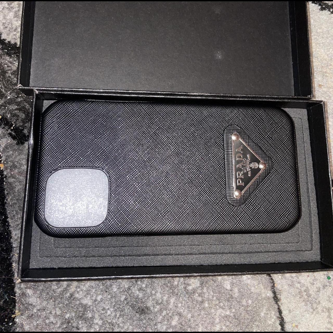 Prada Black and Silver Phone-cases | Depop