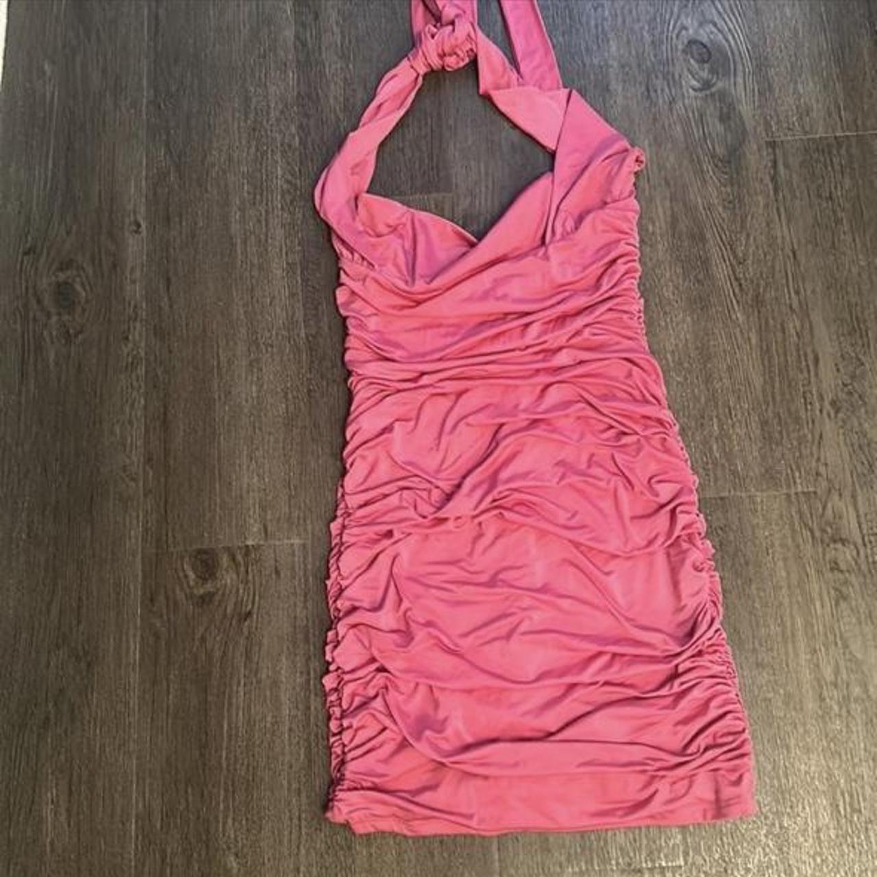 Cute pink scrunched dress! Great for homecoming! - Depop