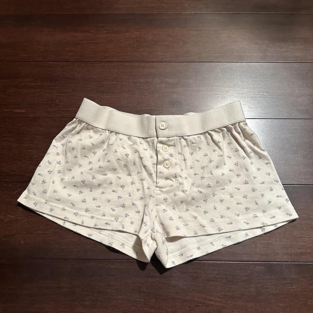 Brandy Melville Boxer Shorts -Cream color -Gently... - Depop