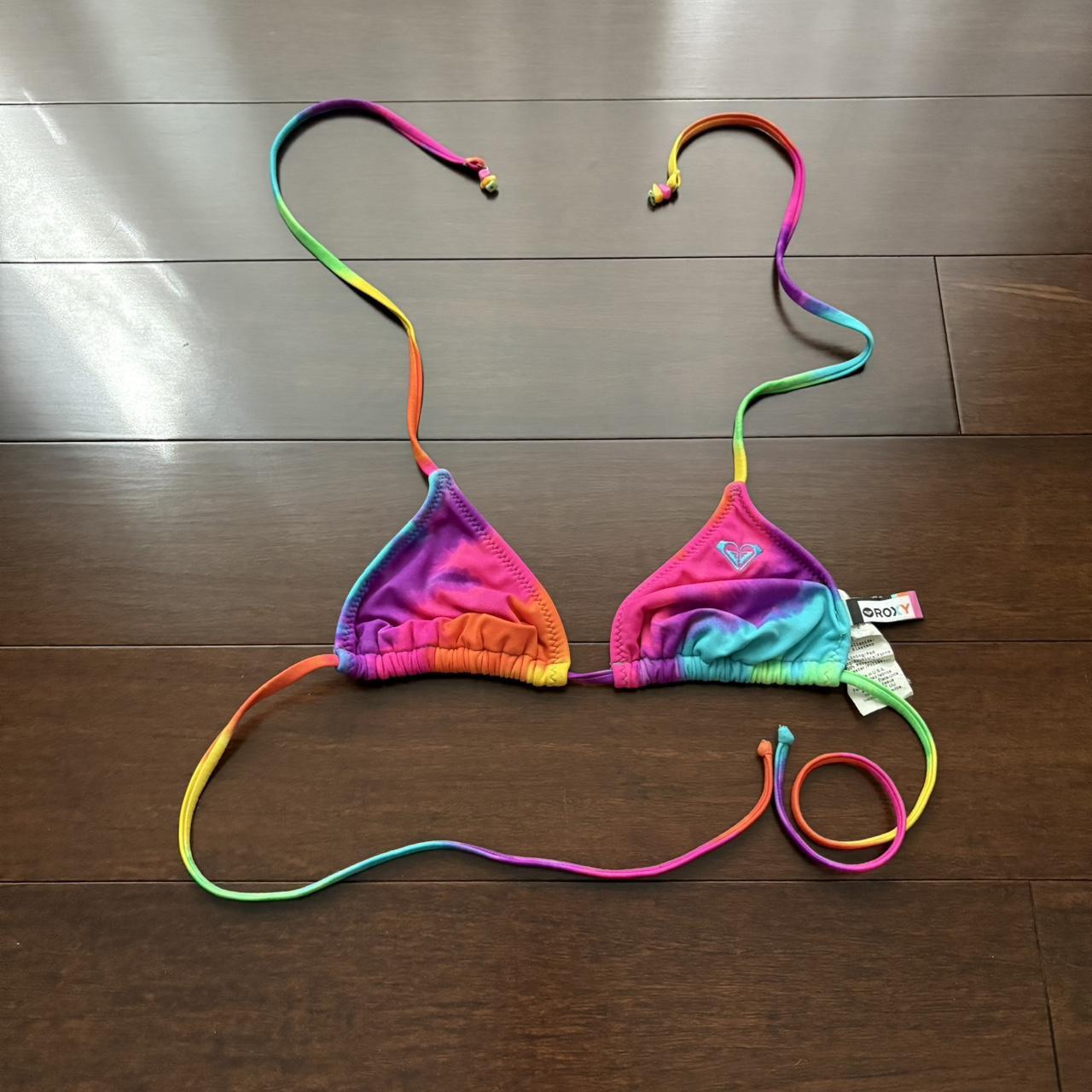 Roxy Y2K Tye Dye Bikini Top -No pads size small -Has... | Depop