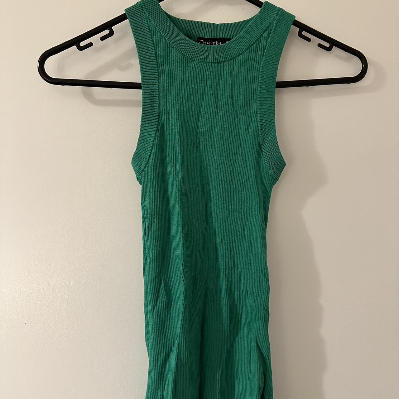 Ghanda green tank top Knit Long body - Depop