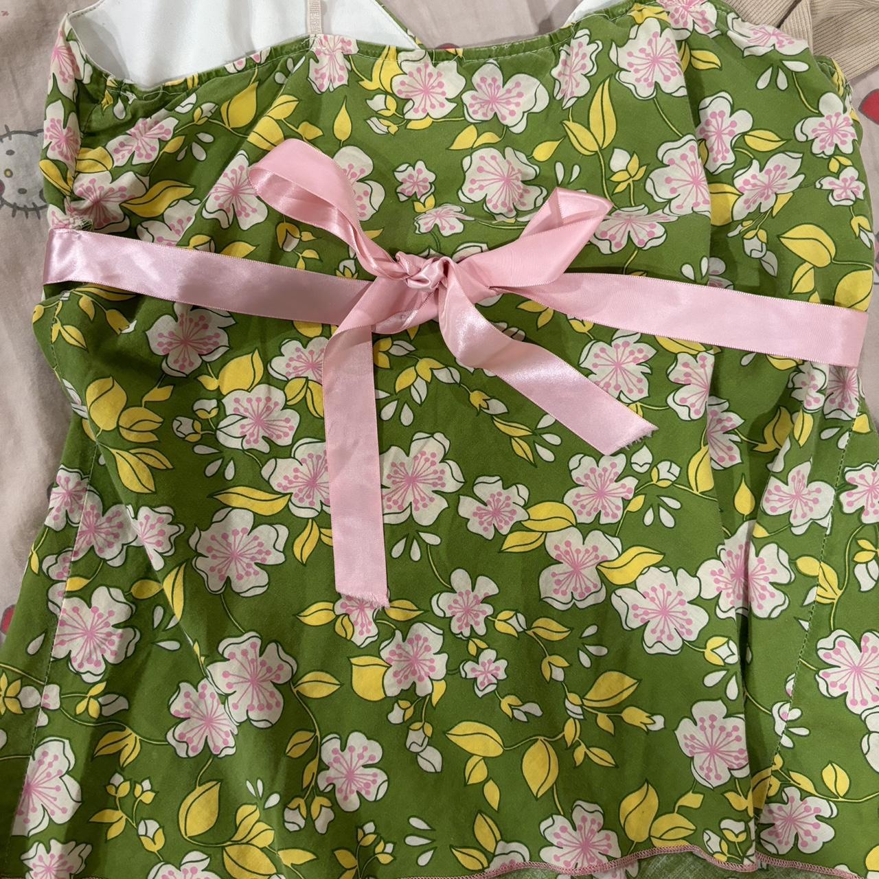 Vintage croquette, cherry blossom ribbon cami top - Depop