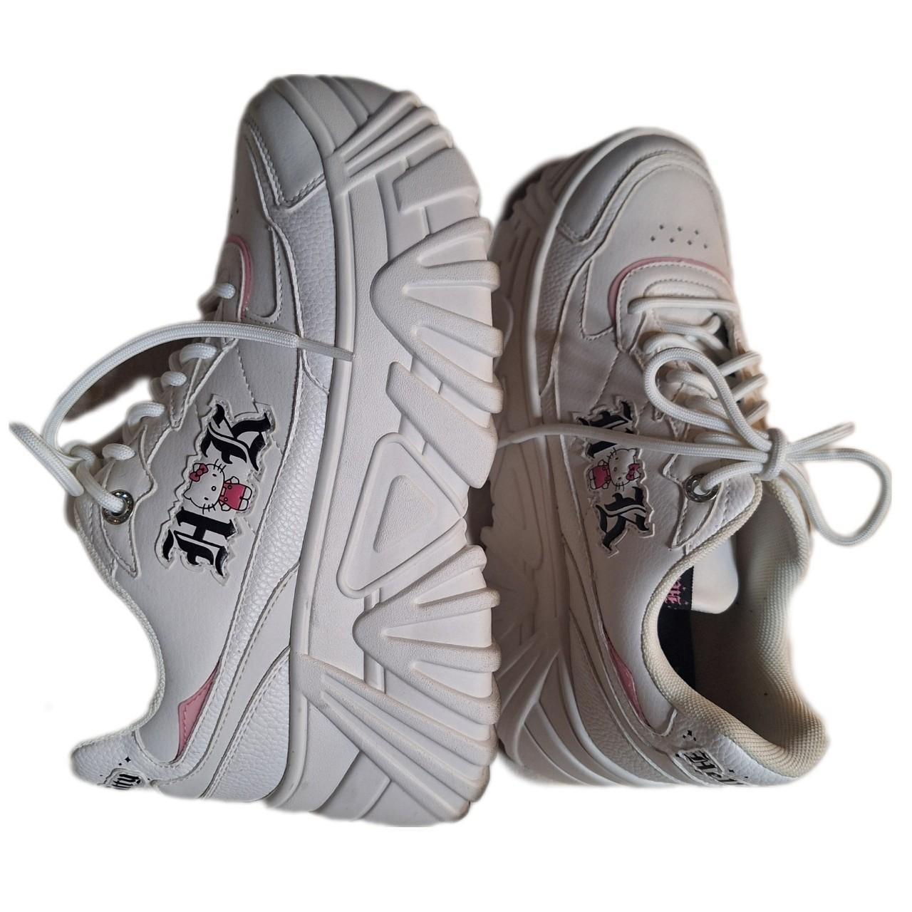 Hello Kitty platform sneakers white and baby pink... - Depop