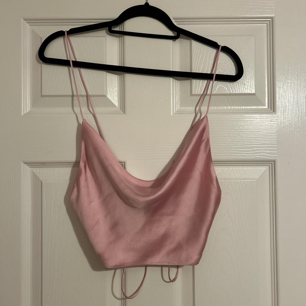 Zara cowl neck pink crop top - Depop