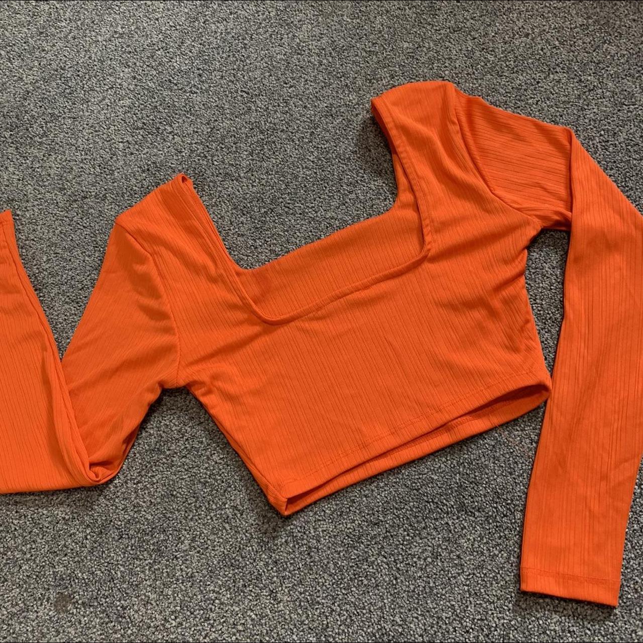 orange crop top, only worn once but colour just... - Depop