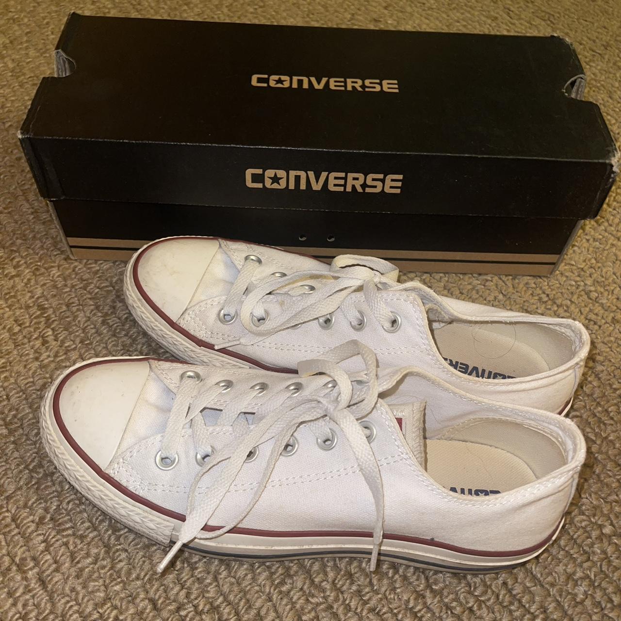Converse white low-top unisex sneakers size Women’s... - Depop