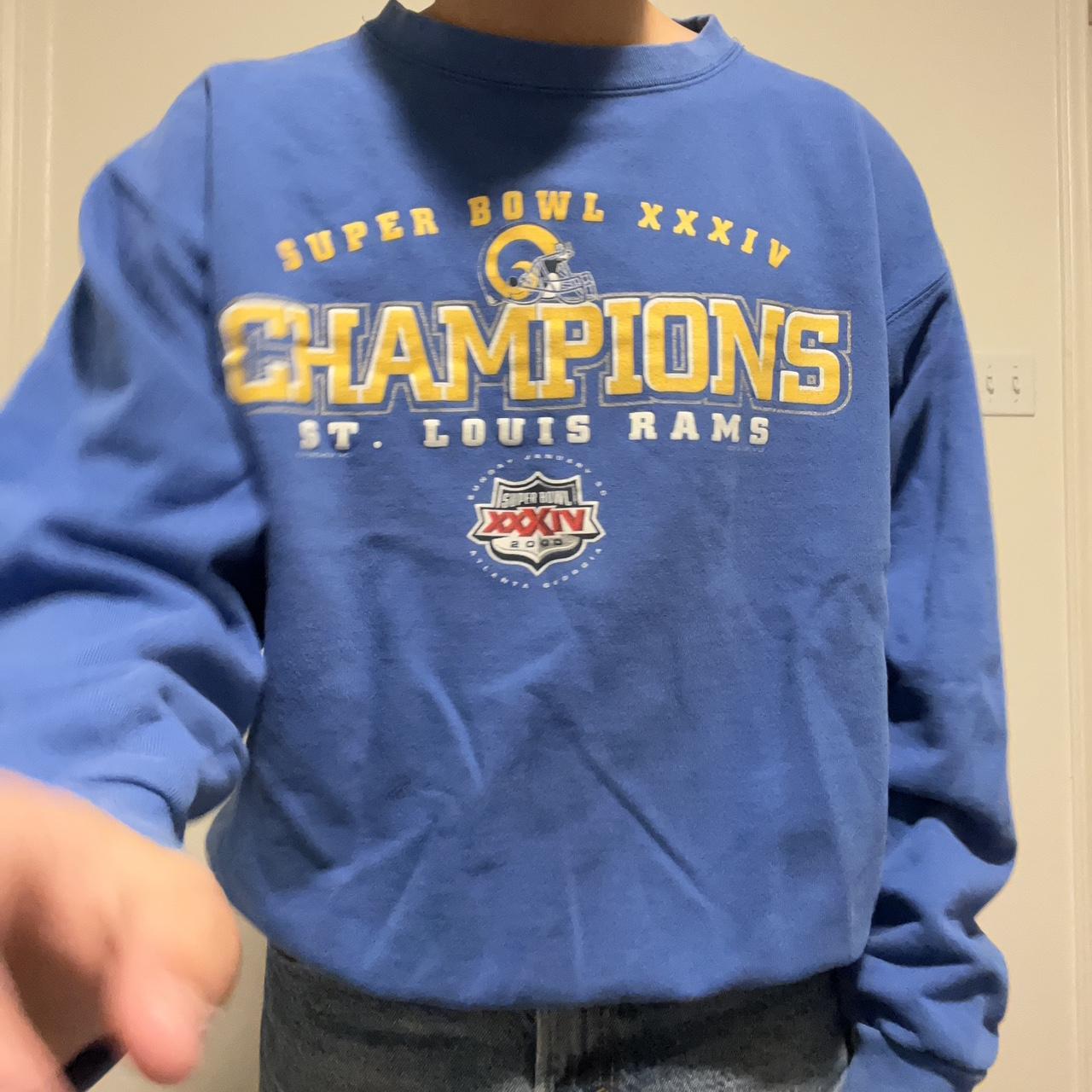 Vintage Rams Super Bowl 34 champions Large Blue... - Depop