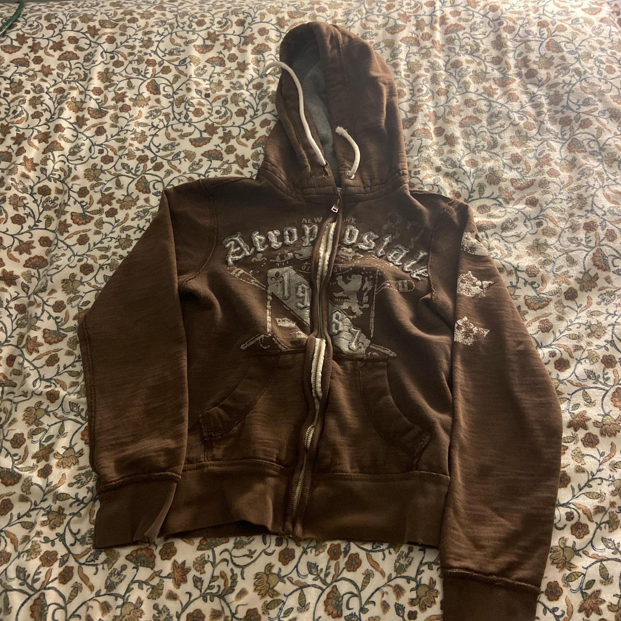 Super cute brown zip up! Some intentional... - Depop