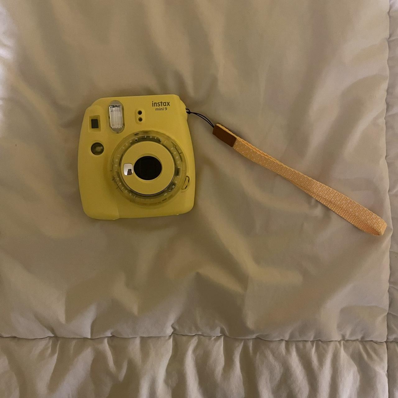 Yellow instax mini 9 camera with cobalt blue case... - Depop