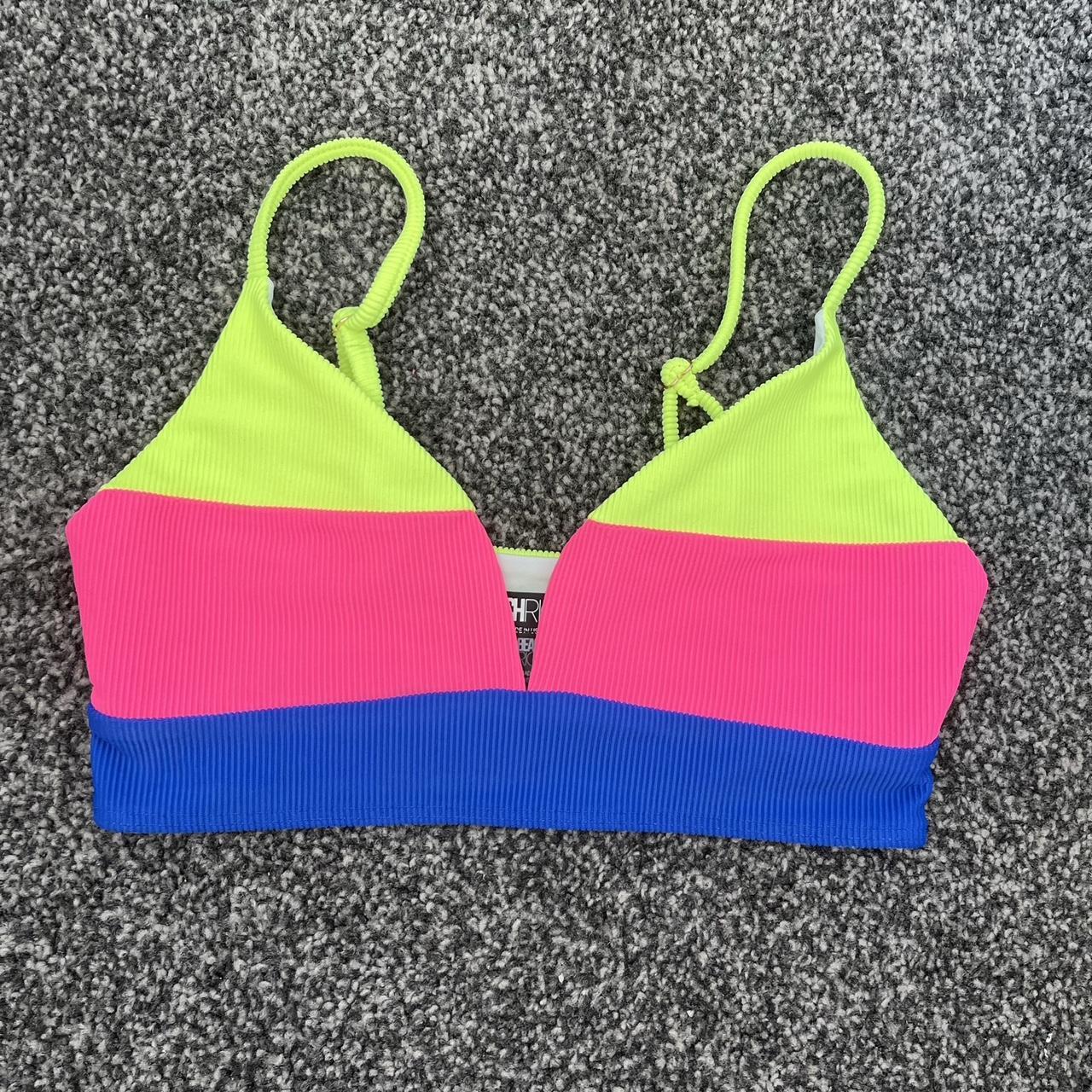 Beach Riot Riza Colorblock bikini top bandeau size... - Depop