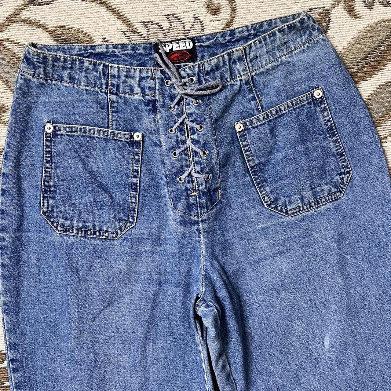 Y2K Speed Jeans Lace Up Denim Lace up closure Front... | Depop