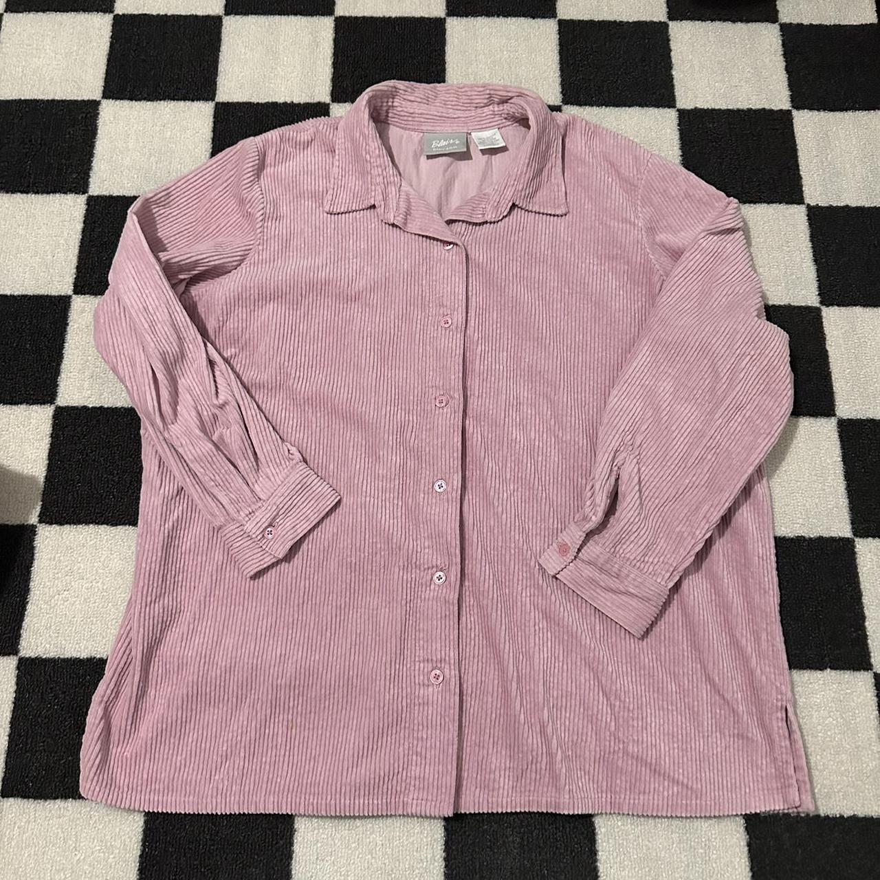 vintage mauve pink corduroy button up jacket from... - Depop