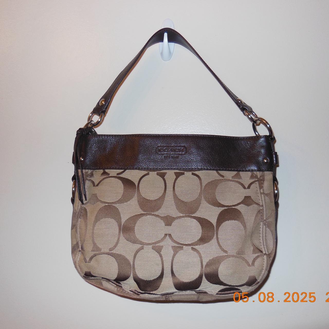 2009 coach large signature zoe hobo with brown... | Depop