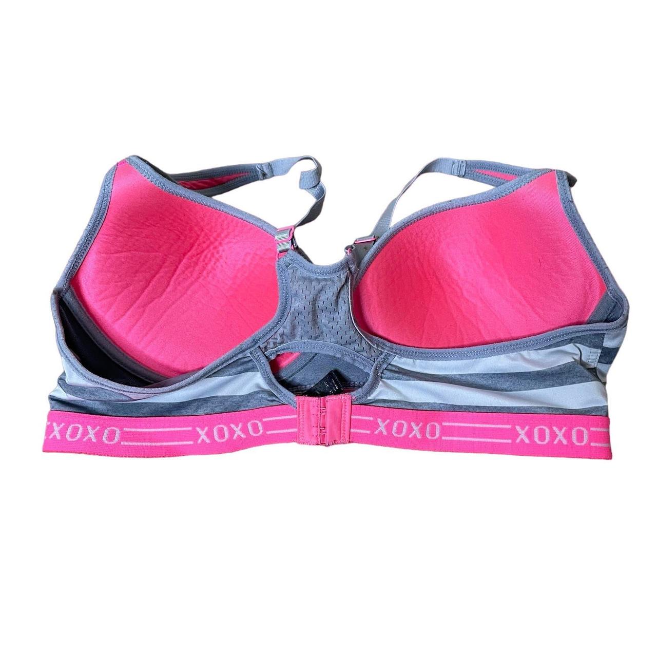 XOXO bra gray/white striped sports bra back closure... - Depop