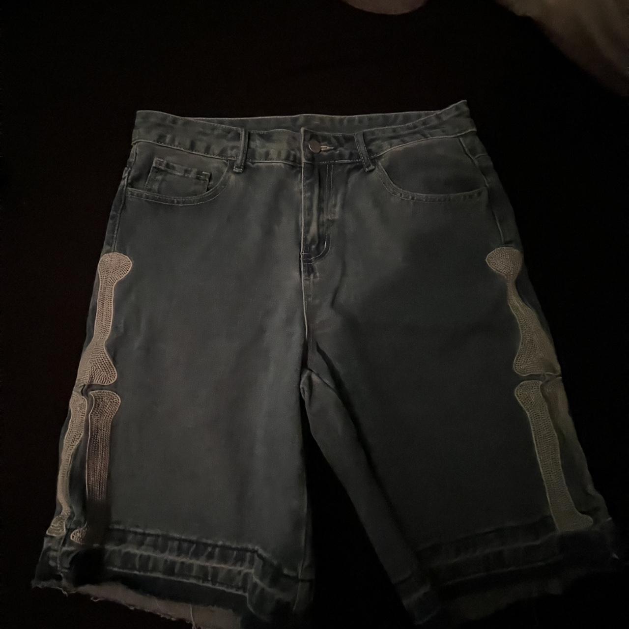 Men’s blue graphic bones street wear jorts | Depop