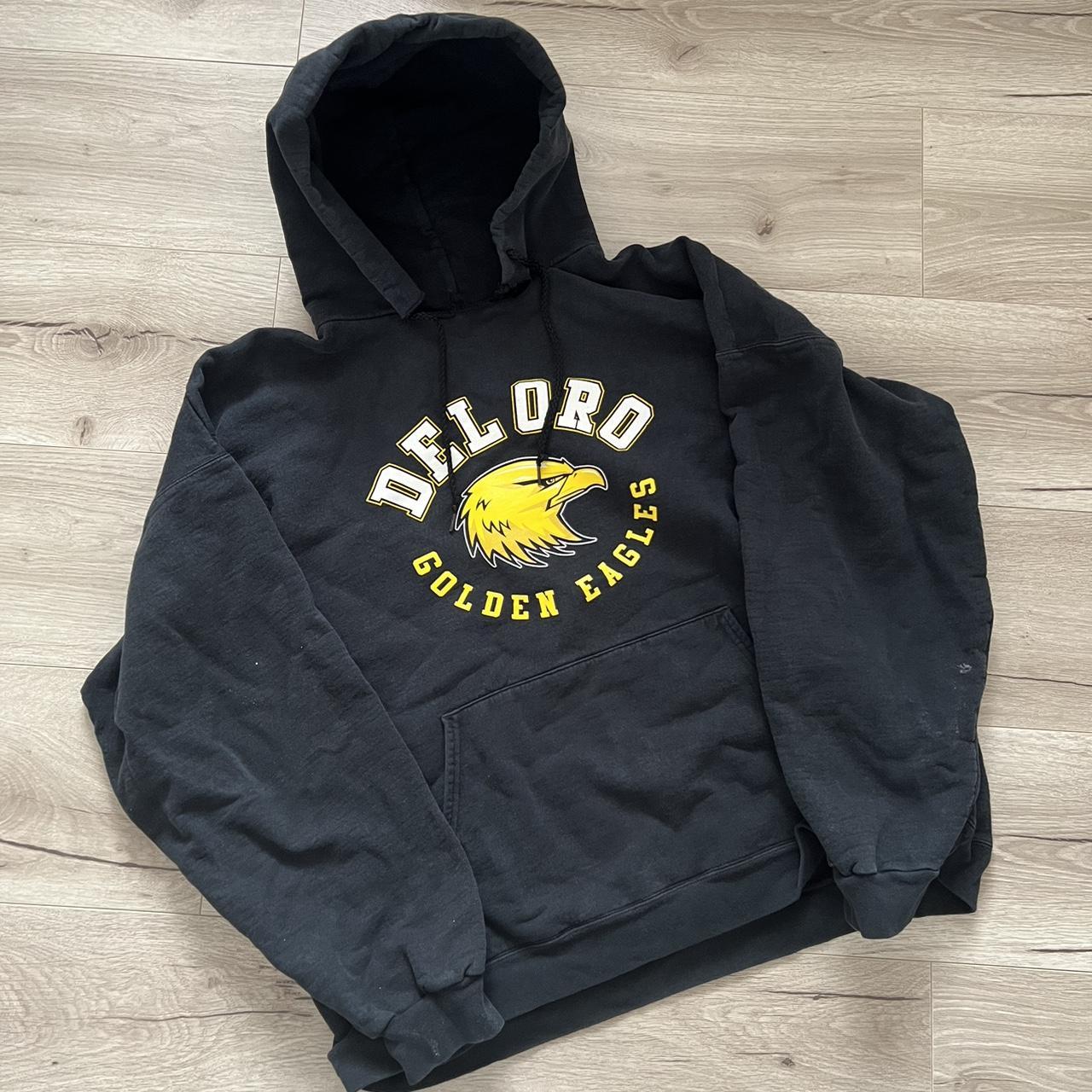 Vintage heavyweight Hanes Deloro yellow eagle black... - Depop