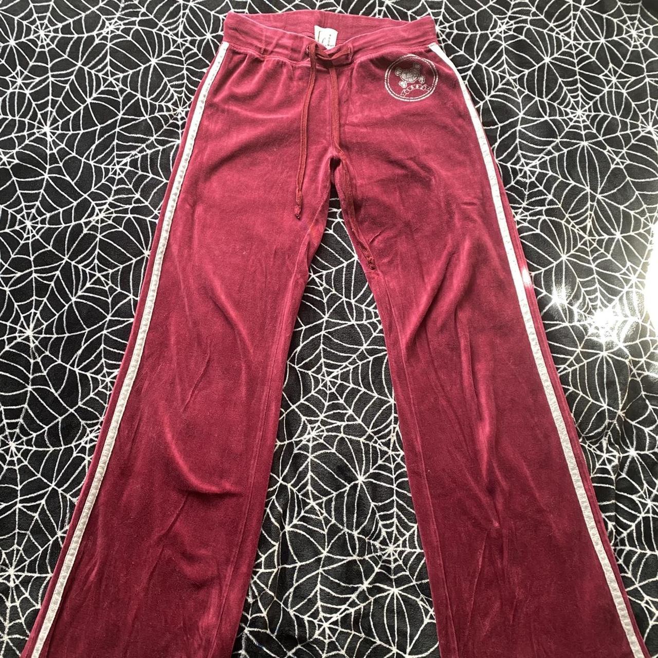 amaaazing y2k l.e.i. maroon wide leg sweats with... - Depop