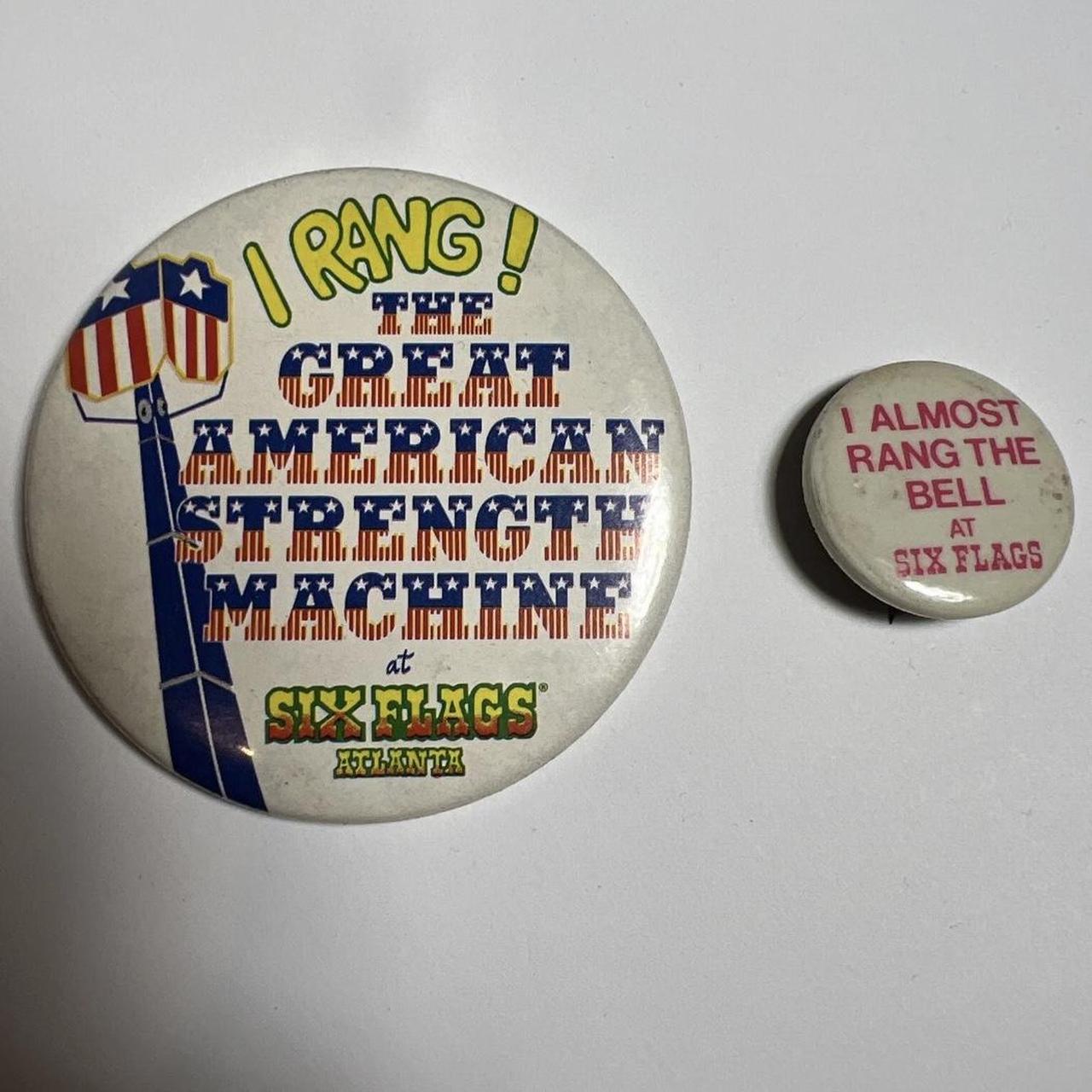 2 VINTAGE Six Flags Pins “Rang The Bell” The Great... - Depop