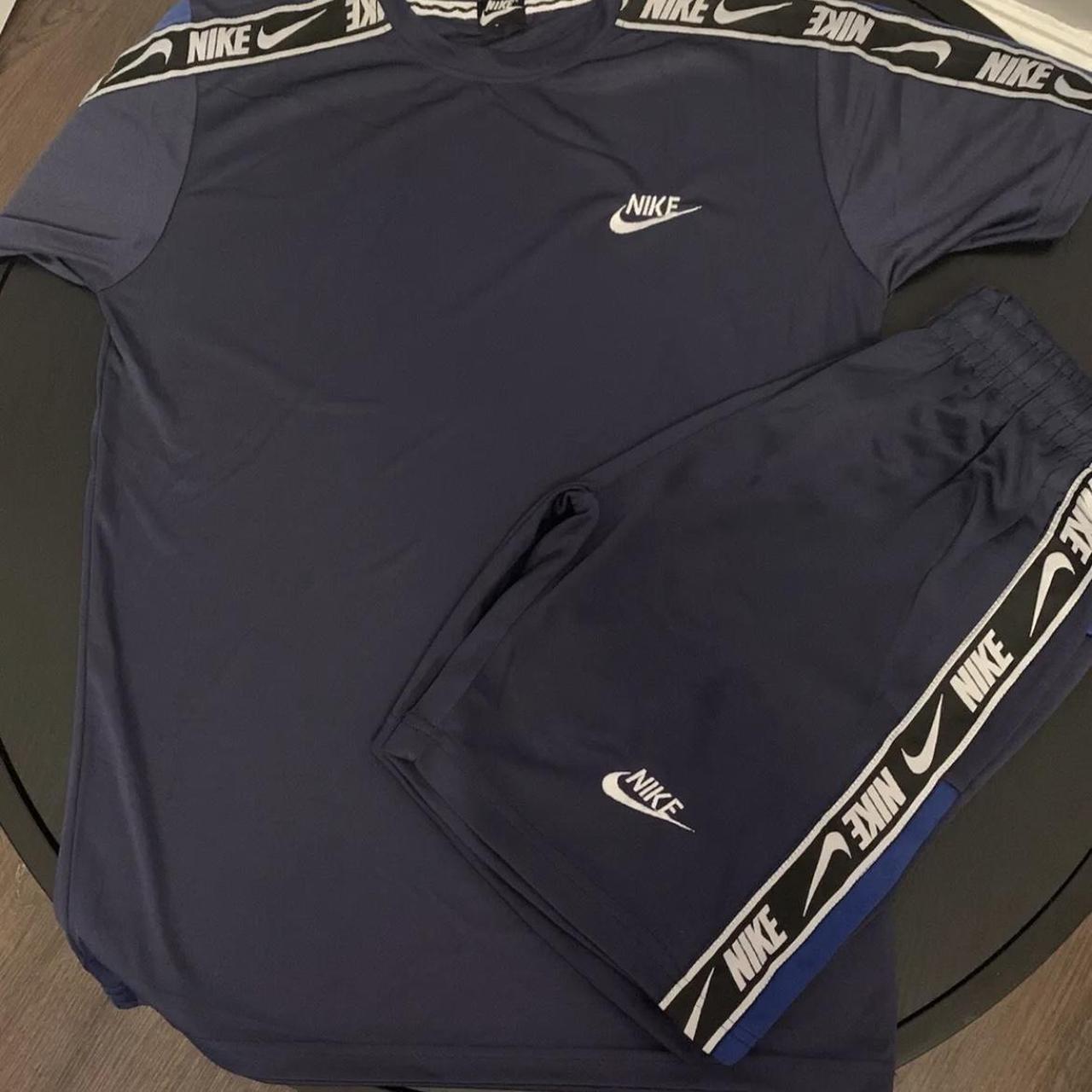 Nike Repeat Top & Shorts (Full Tracksuit Set) Navy... - Depop