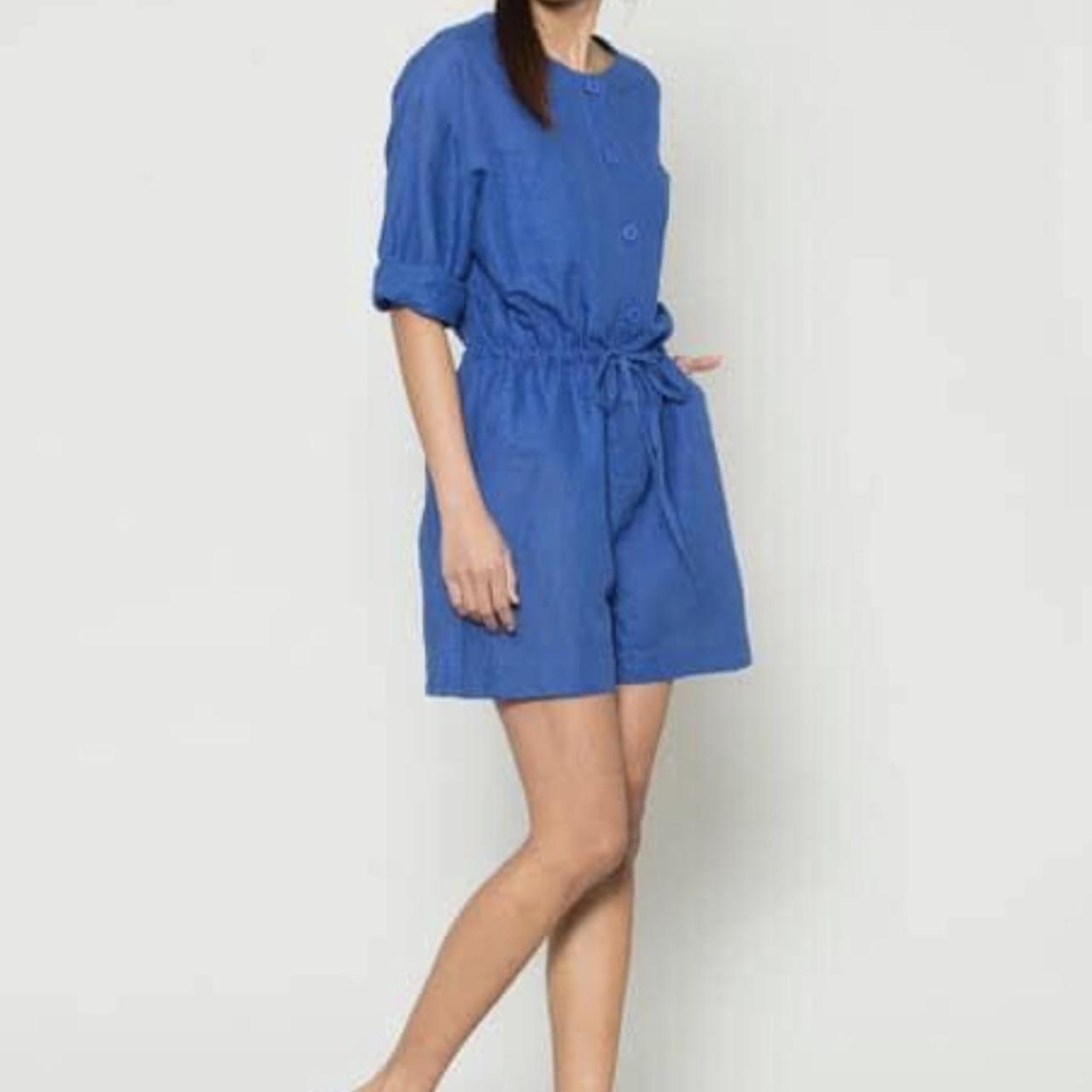 💙 Cobalt blue linen playsuit / short jumpsuit 💙... - Depop